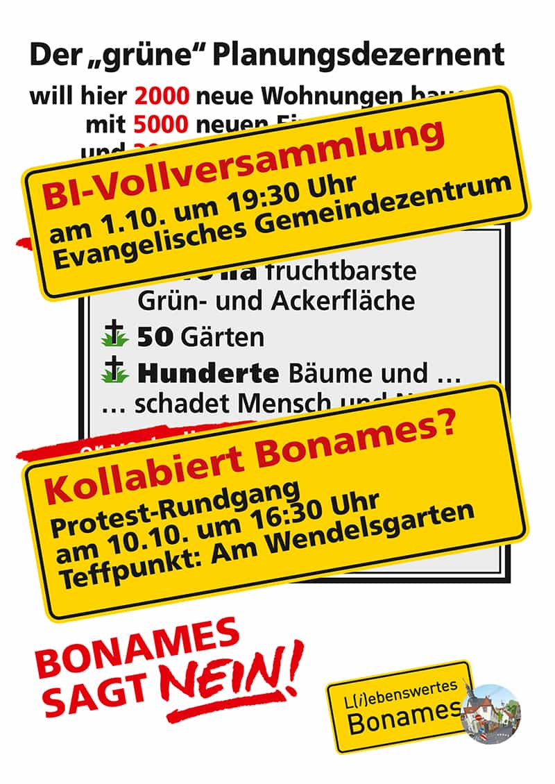 Wichtige Termine der Bürgerinitiative L(i)ebenswertes Bonames